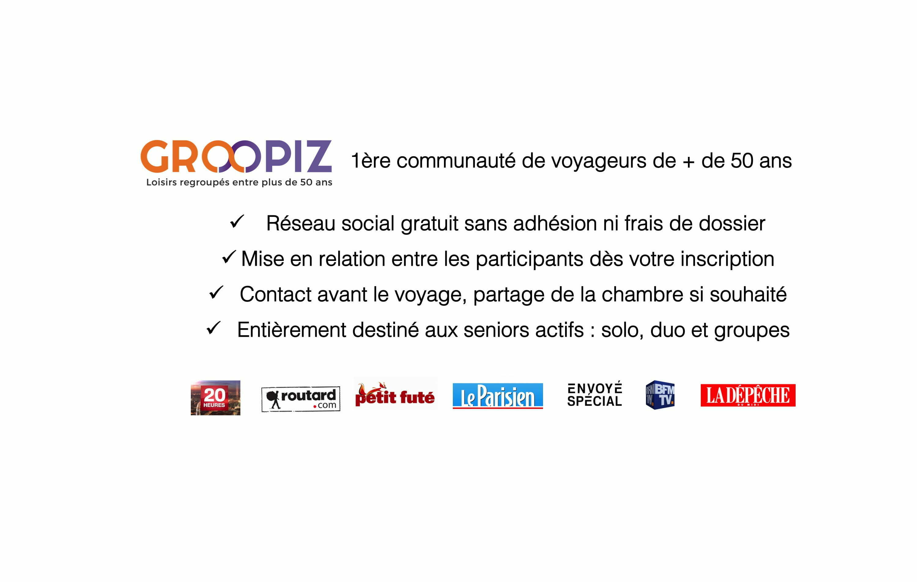Groopiz - Vacances, Voyages et Loisirs entre seniors actifs - Accueil